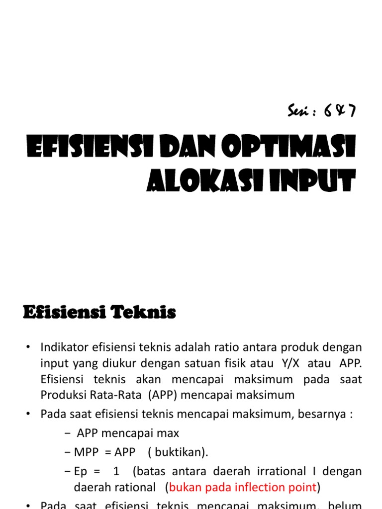 Sesi 67 Efisiensi Optimasi Alokasi Input Output | PDF