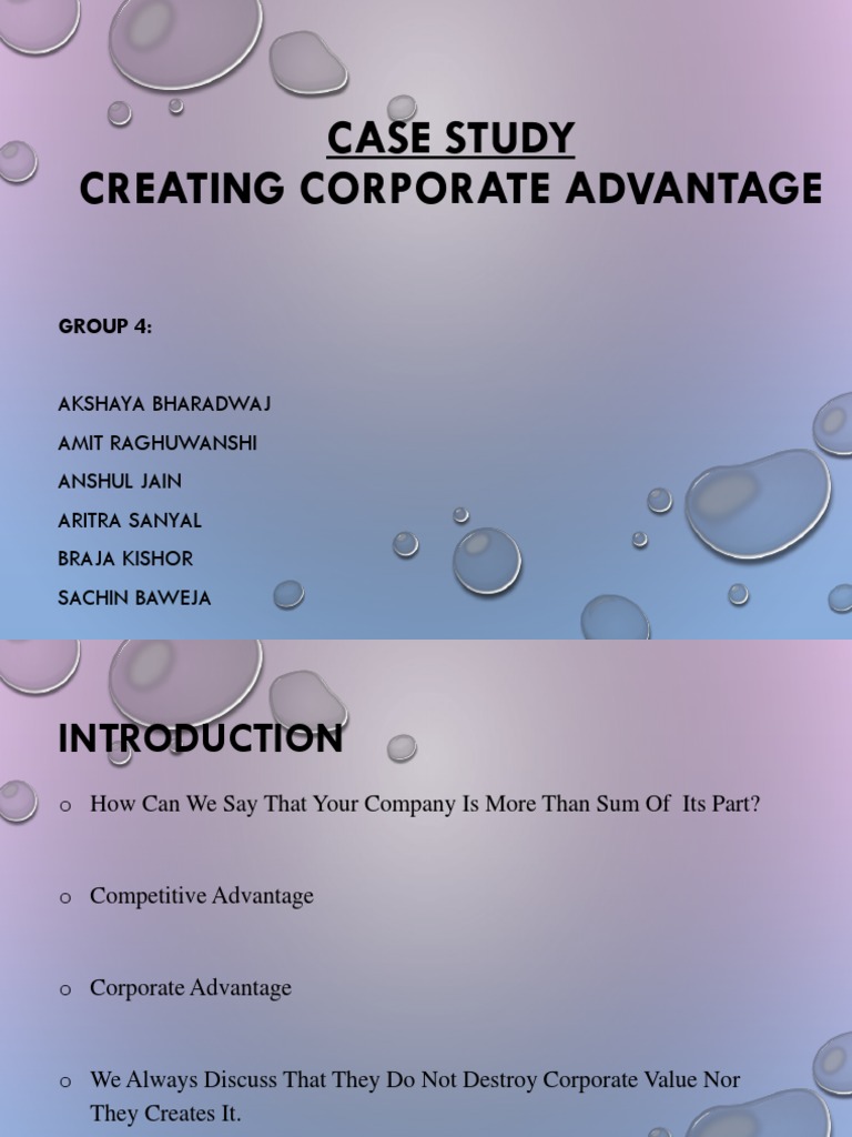 Corporate Advantage Case Study Analysis | PDF | Strategic Management ...