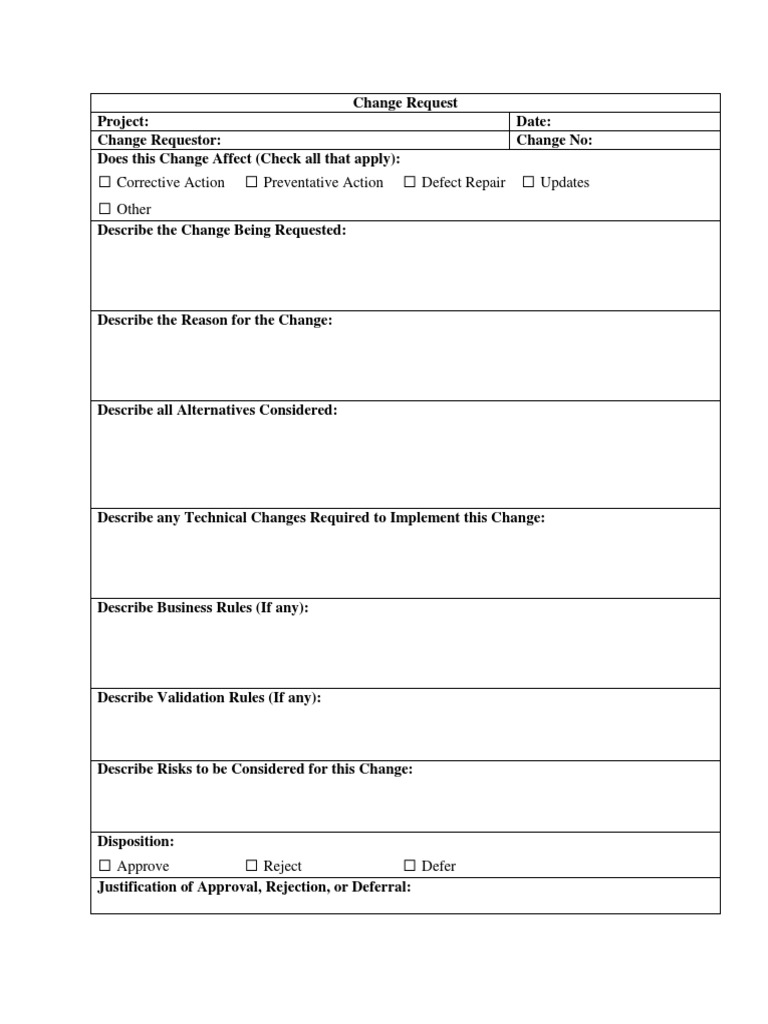 Change Request Form Template | PDF