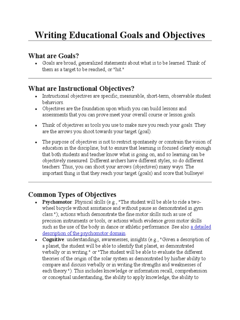 Writing Instructional Objectives | PDF | Learning | Teachers