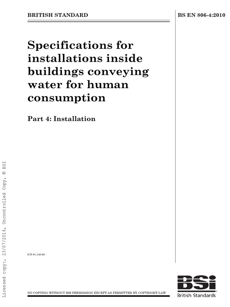 BS EN 806 pt4 | Descargar gratis PDF | Plomería | Tubería (transporte de fluidos)