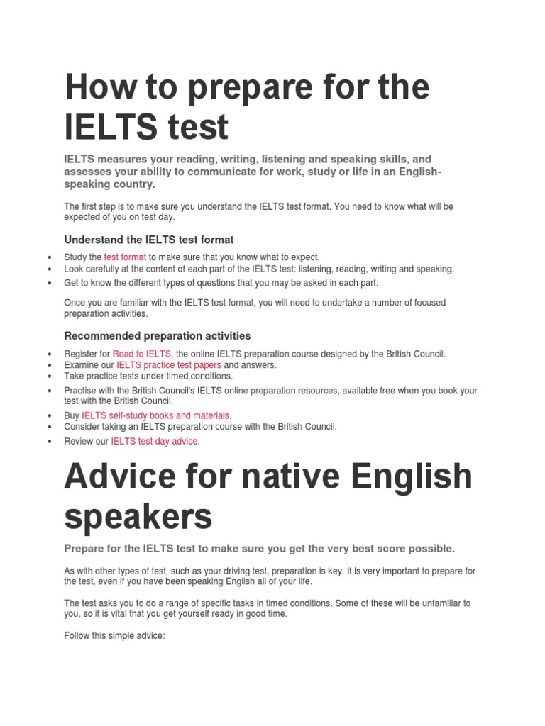 How To Prepare For The IELTS Test | PDF | International English ...