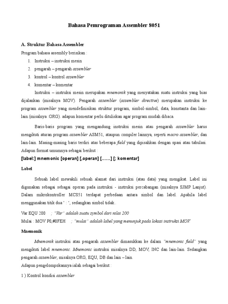 Silabus Assembly 8051 | PDF