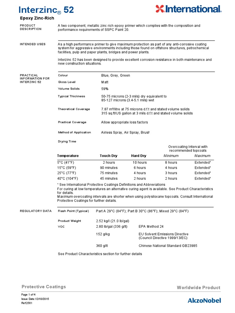 Interzinc 52 TDS | Paint | Epoxy