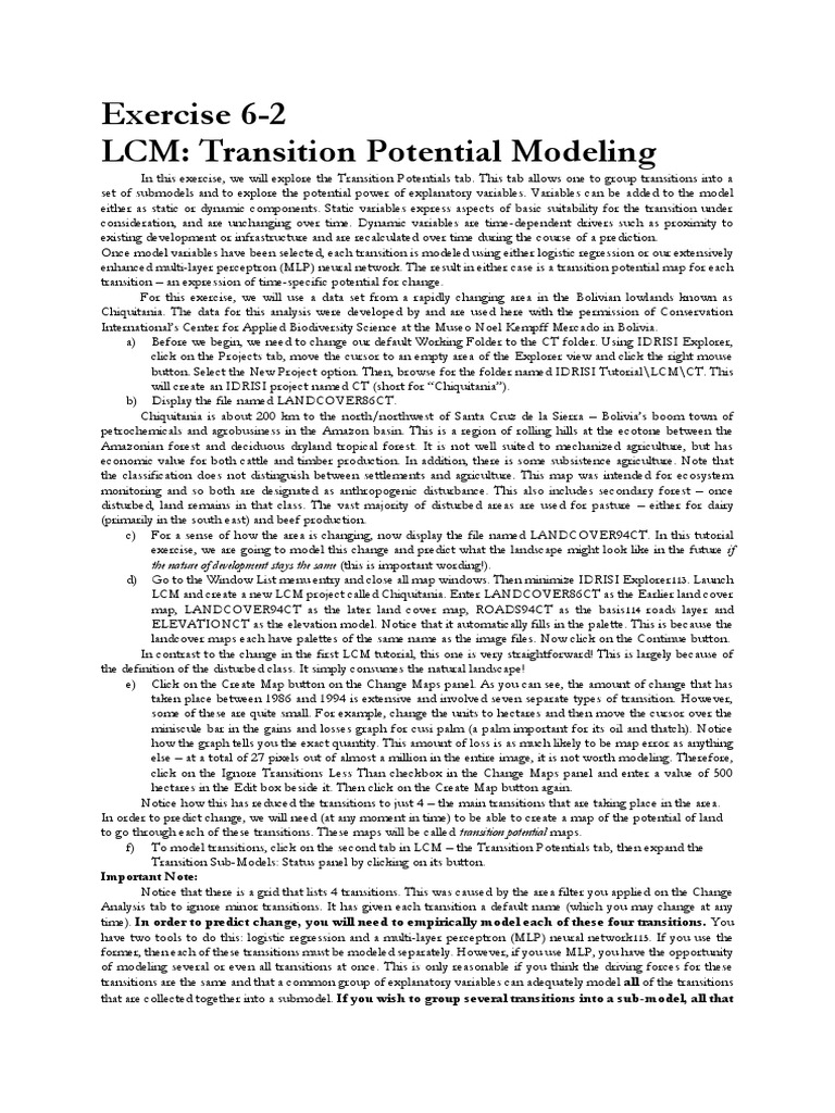 Exercise 6-2 LCM Transition Potential Modeling | PDF | Artificial Neural Network | Logistic ...