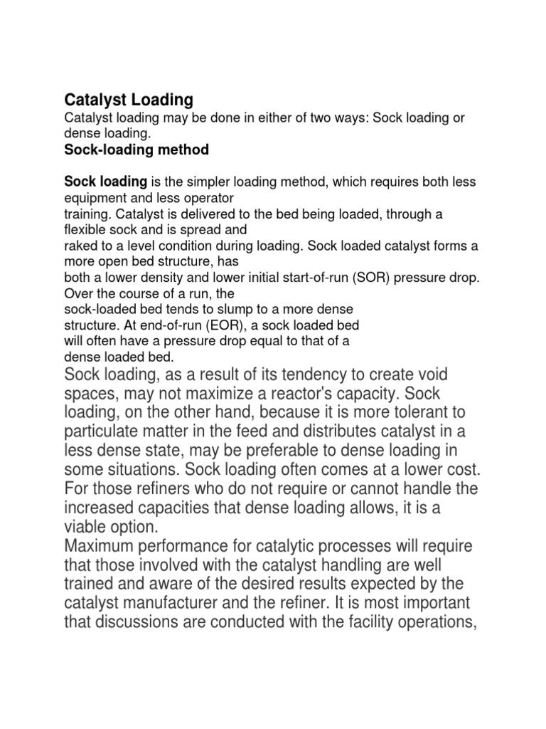 Sock Vs Dense Loading | PDF | Chemical Reactor | Catalysis