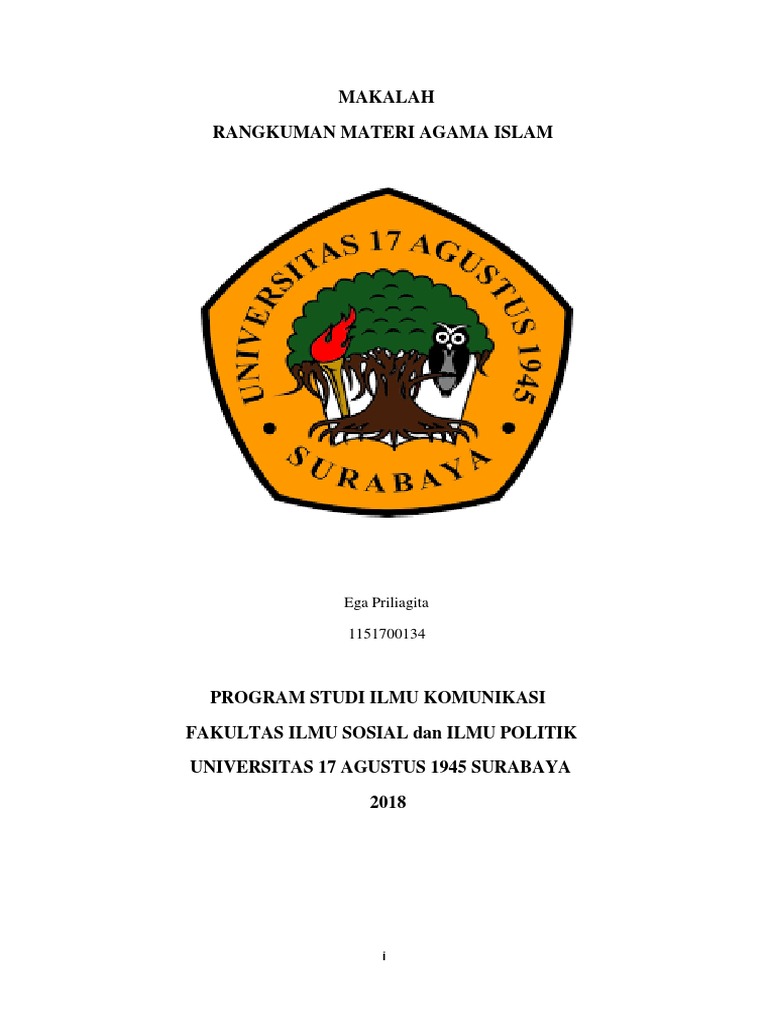 Cover Makalah Rangkuman Materi Agama | PDF