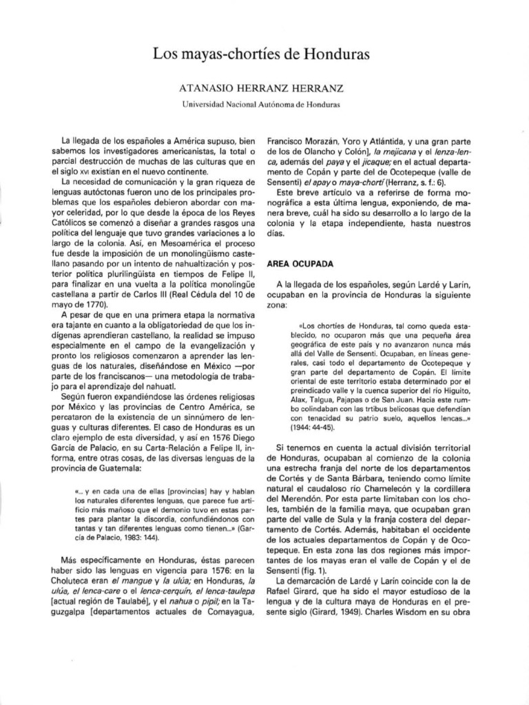 Cultura y lengua de los mayas-chortis | PDF | Honduras | Guatemala