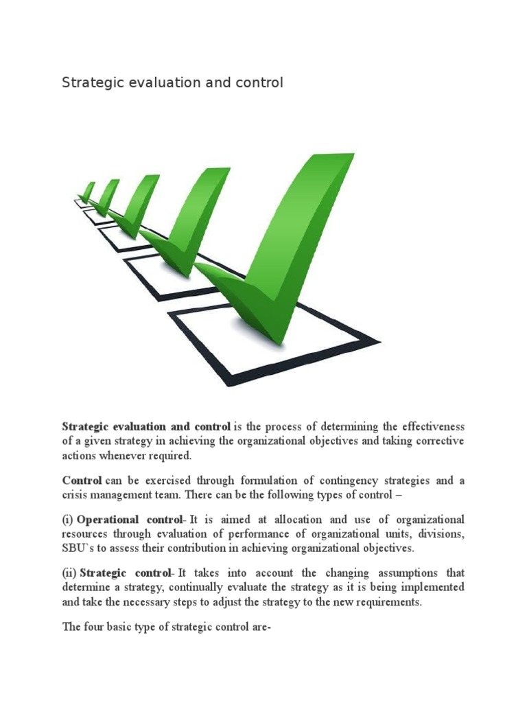 Strategic Evaluation and Control Process | PDF | Strategic Management ...