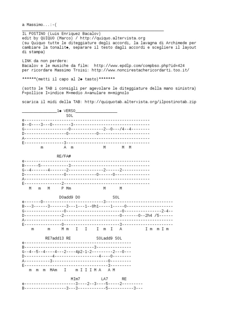 Il Postino - Tab | PDF