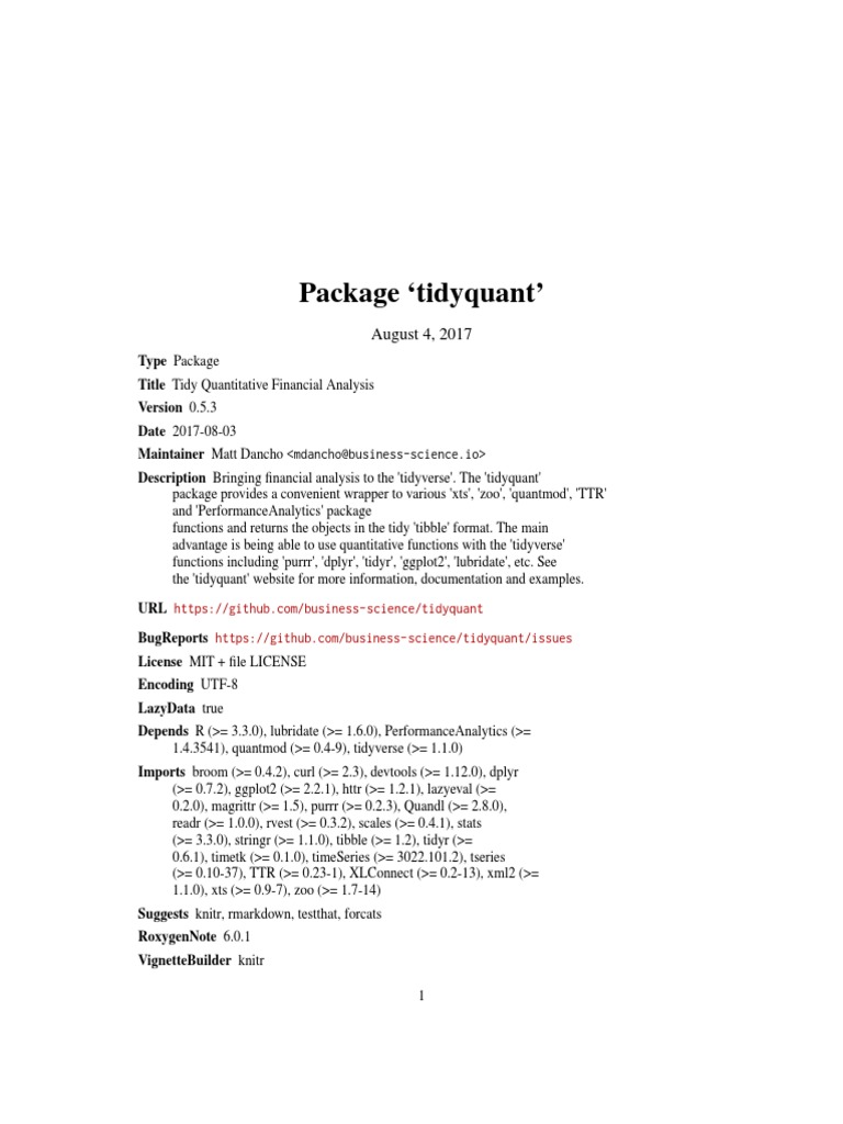 Tidy Quant Pdf Moving Average Parameter Computer Programming 