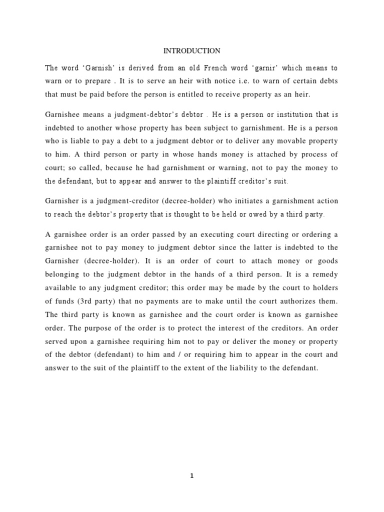 Introduction | PDF | Garnishment | Judgment (Law)