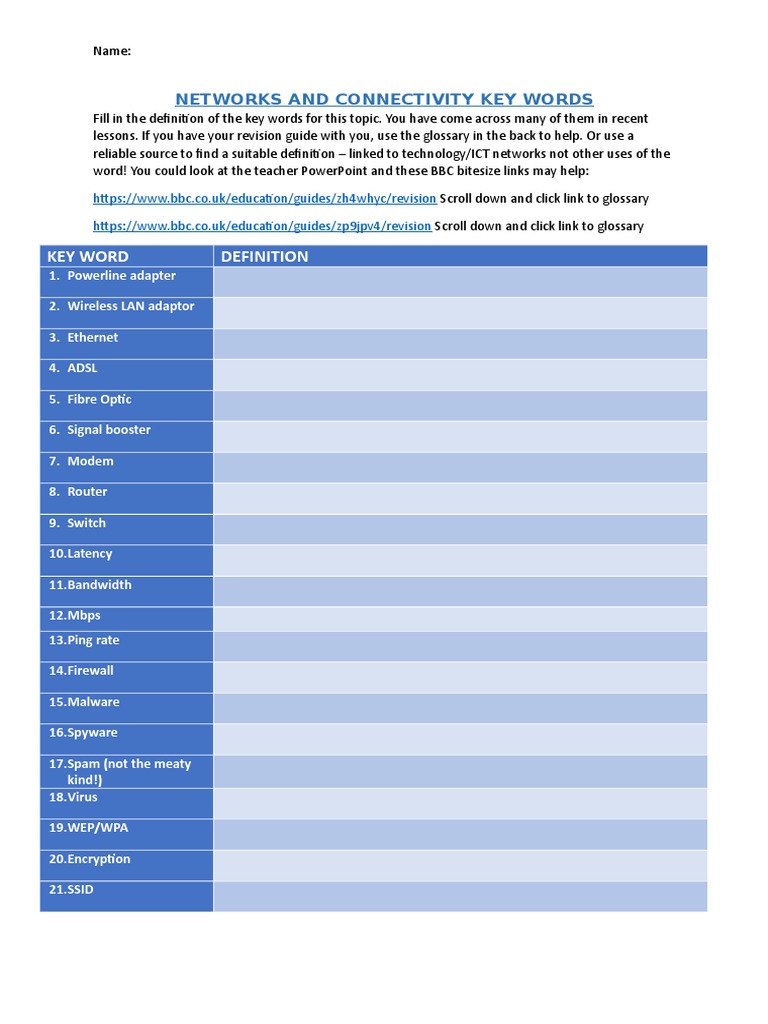 Networks & Connectivity Glossary | PDF