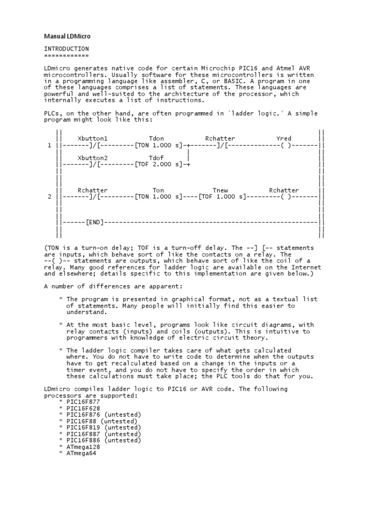 Generating Microcontroller Code from Ladder Logic Diagrams: An ...