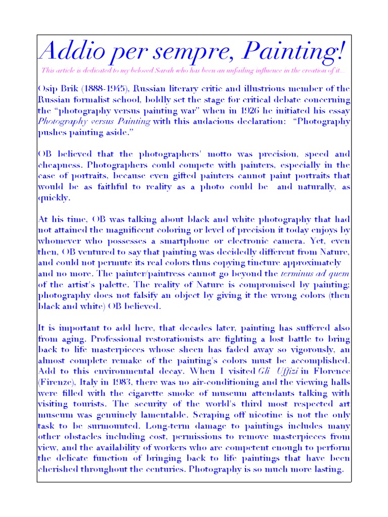 Addio Per Sempre, Painting! | PDF | Paintings