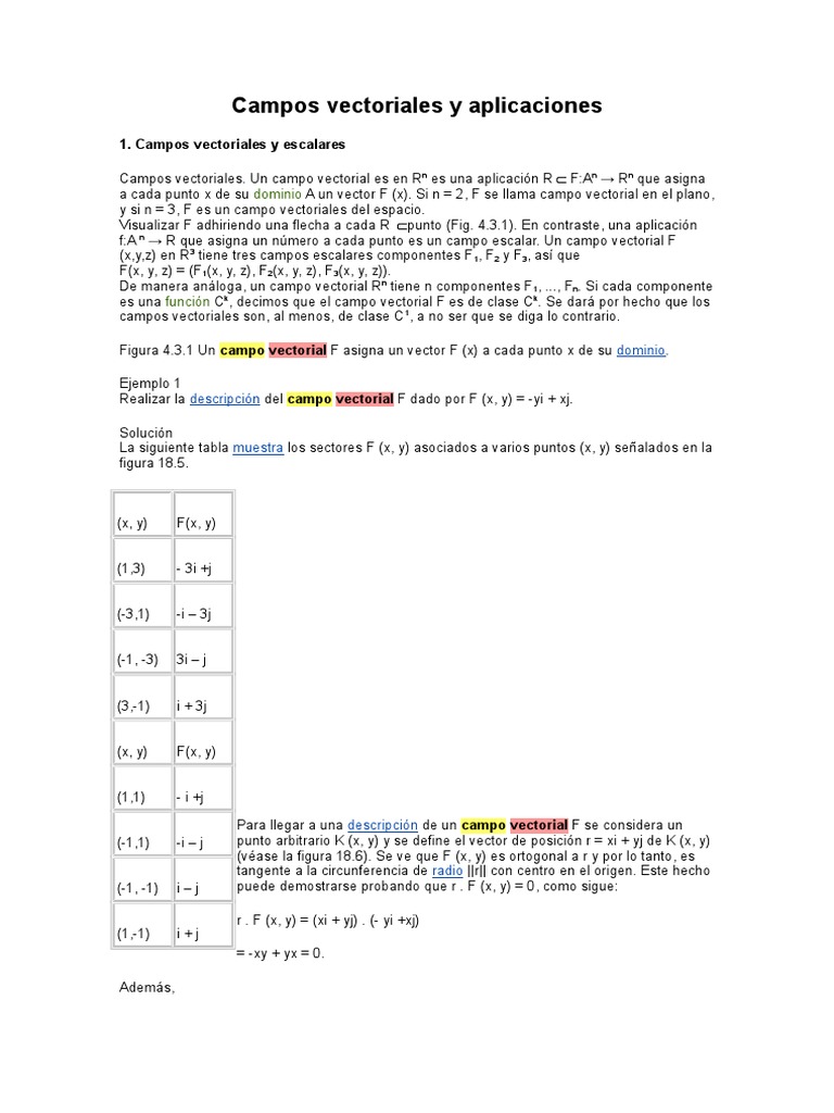 Campos Vectoriales y Aplicaciones | PDF | Integral | Vector Euclidiano