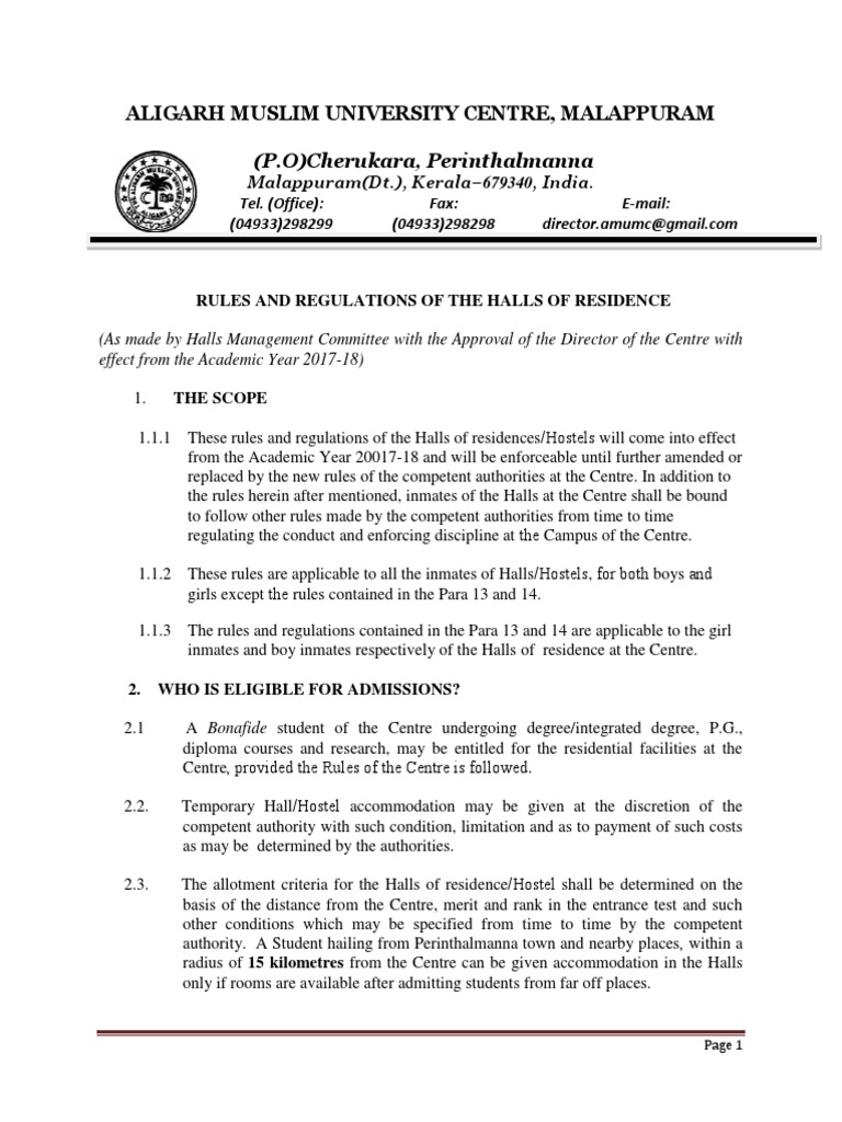 Malappuram Total Rule | PDF | Dormitory | Fee