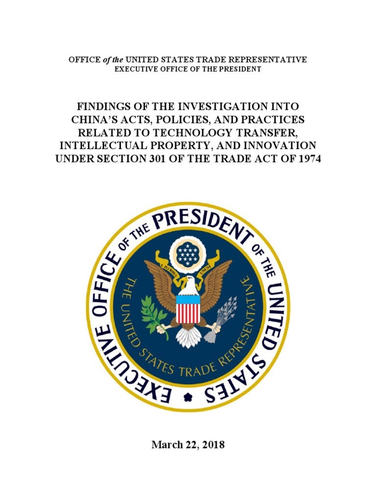 Section 301 Report | PDF | Office Of The United States Trade ...