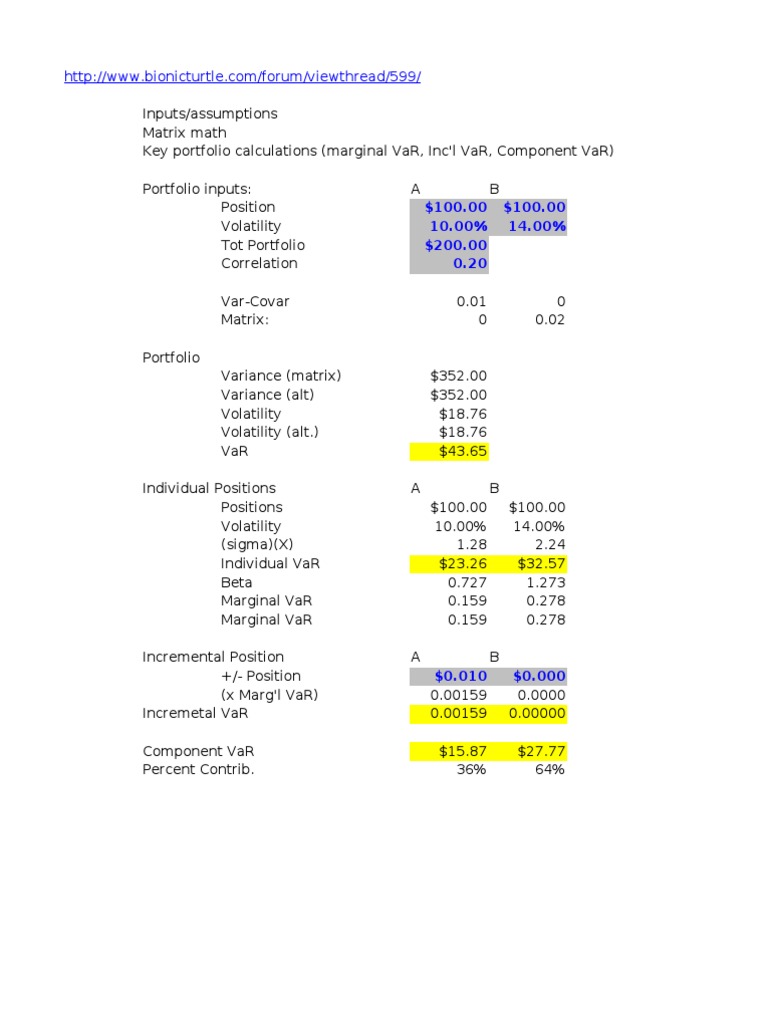 Portfolio VaR and Component Analysis | PDF | Value At Risk | Standard ...