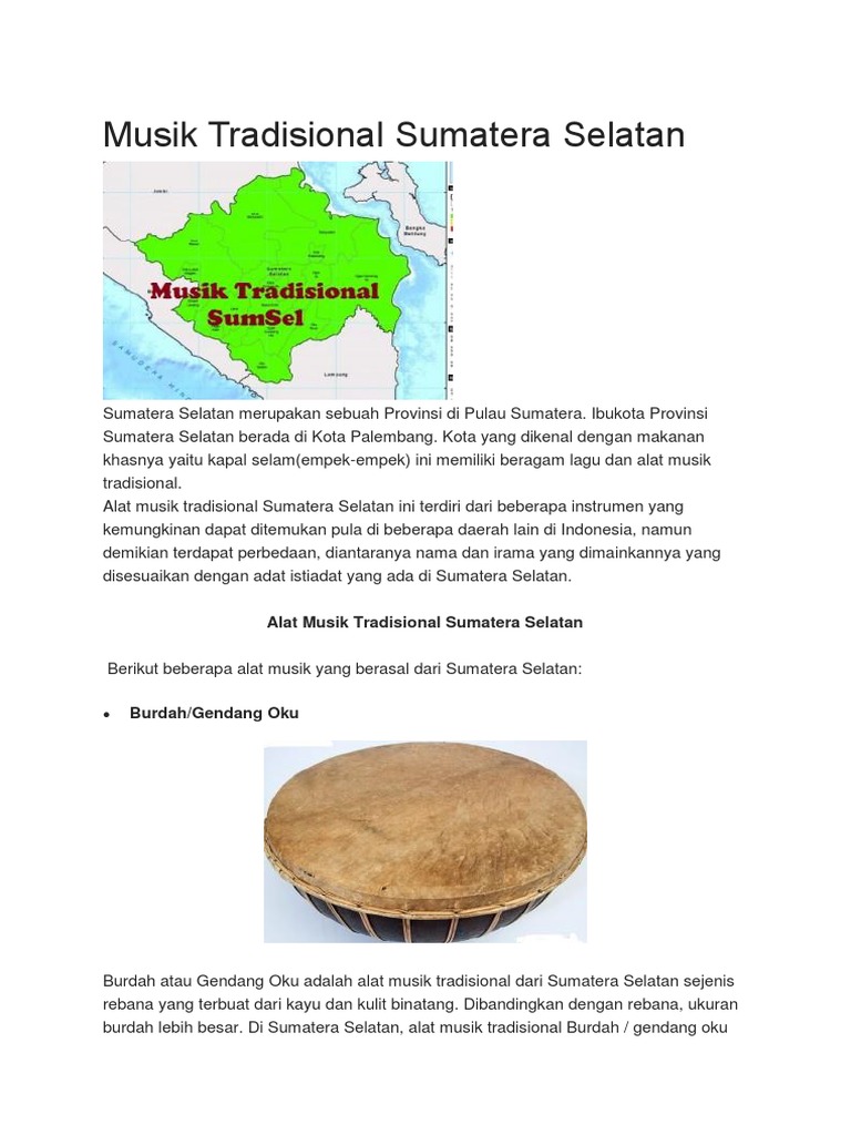 Alat Musik Tradisional Sumatera Selatan Mengenal 7 Alat Musik
