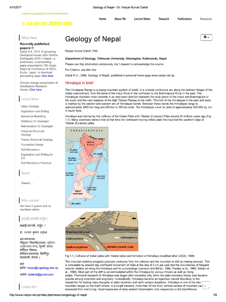 Geology of Nepal - Dr. Ranjan Kumar Dahal | PDF