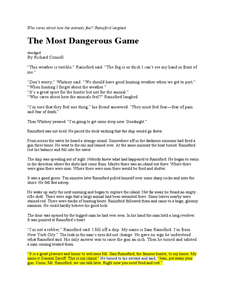 The Dangerous Game Script | PDF | Leisure