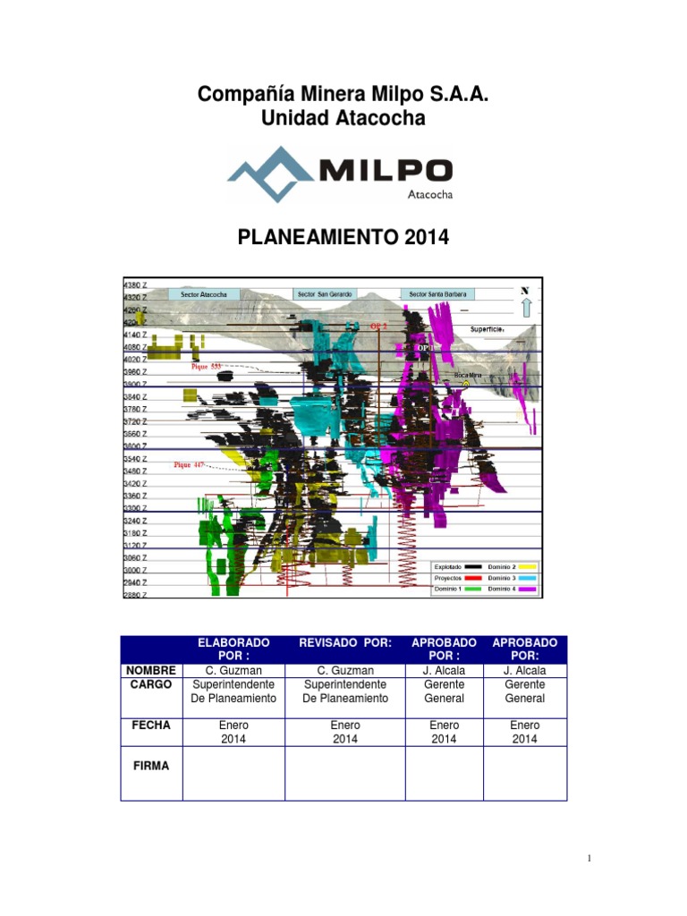1.1 Plan de Minado 2014-Set 14 | PDF | Minería | Materiales