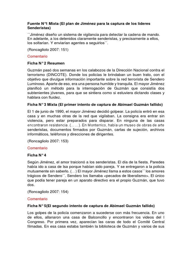 Fichas de La Cuarta Espada, La Historia de Abimael Guzmán y Sendero ...