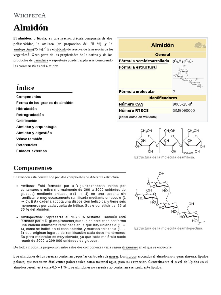 Almidón | PDF | Almidón | Química