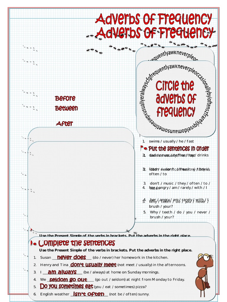 Adverbs of Frequency Grammar Drills Grammar Guides 90505 | PDF