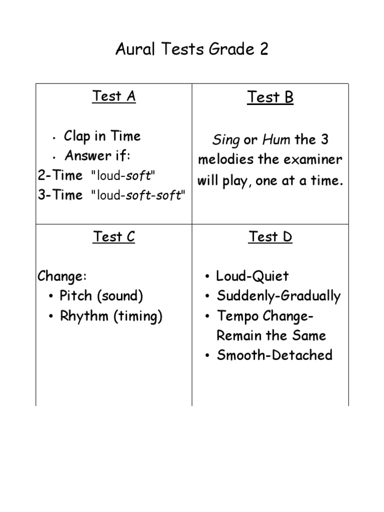 Aural Tests Grade 2: Test B | PDF