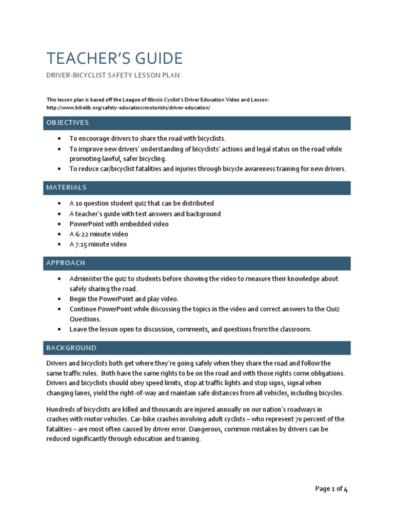 Teacher Guide | Download Free PDF | Traffic | Sidewalk
