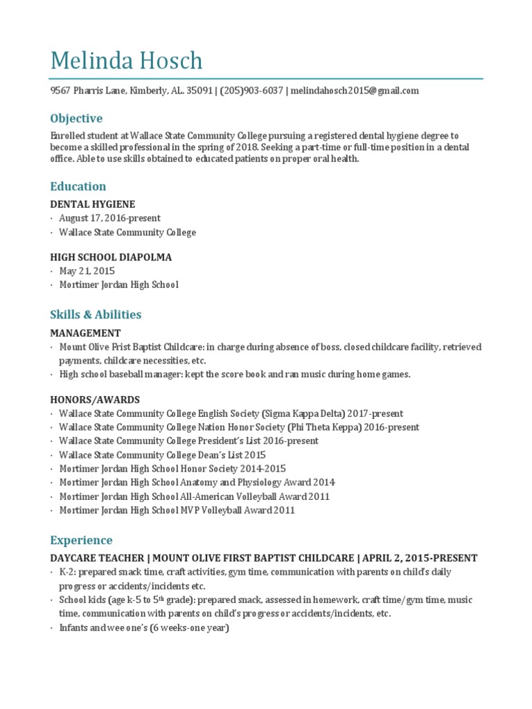 Resume 2018 Melinda Hosch | PDF | Child Care | Relationships