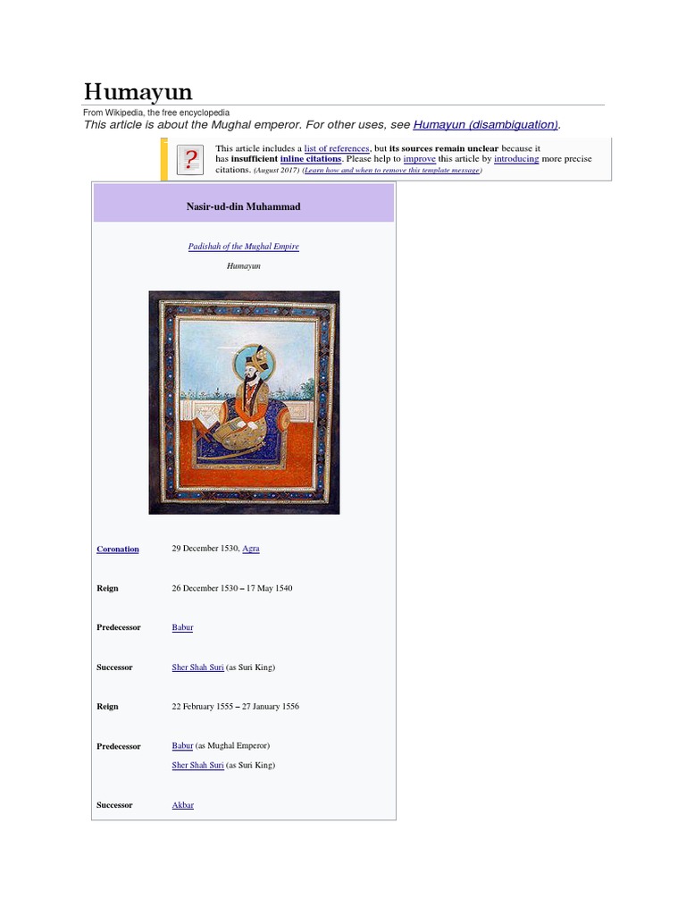 Humayun | Download Free PDF | Muslim Empires | Mughal Empire