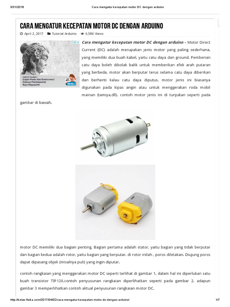 Cara Mengatur Kecepatan Motor DC Dengan Arduino | PDF | Teknologi ...