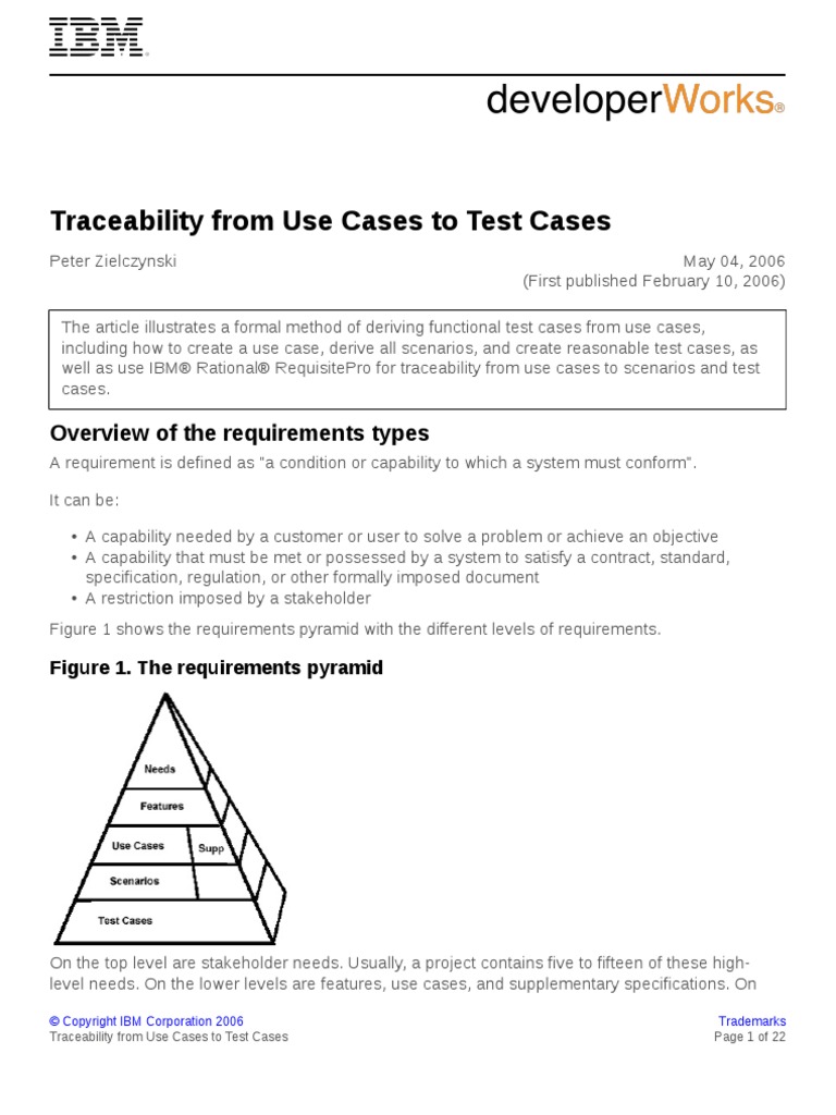 © Copyright IBM Corporation 2006 Trademarks Traceability From Use Cases ...