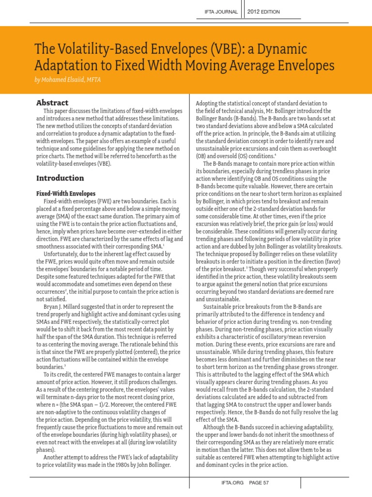 Volatility Based Envelopes Vbe | PDF | Technical Analysis | Standard ...
