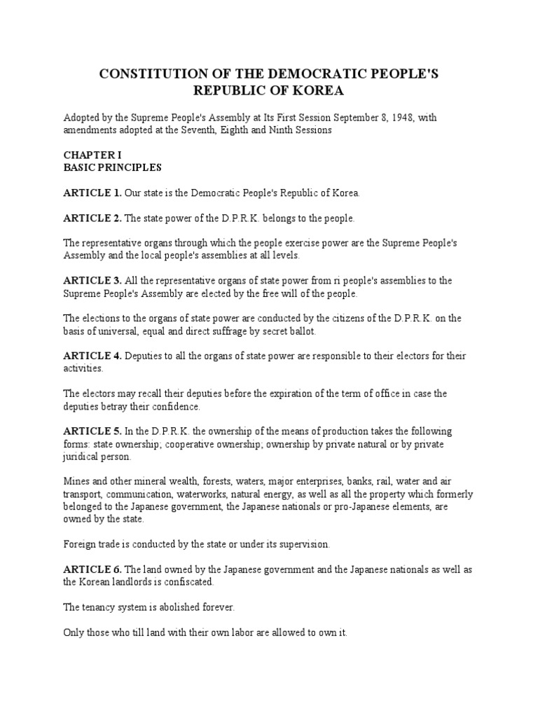 DPRK Constitution | PDF | North Korea | World Politics