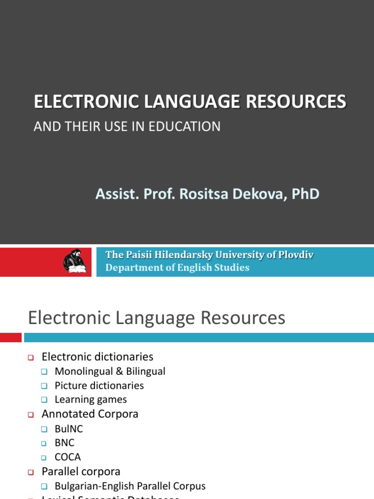 Electronic Language Resources | PDF | Part Of Speech | Lexicology