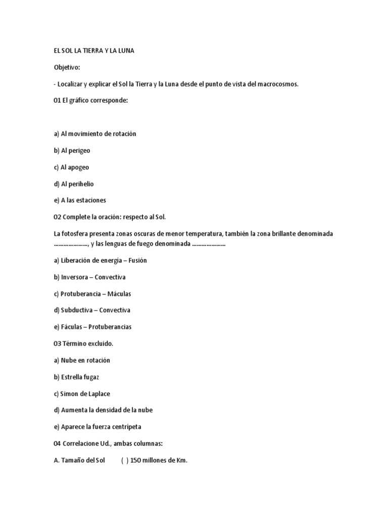 Características del Sol, Tierra y Luna | PDF | Dom | Luna