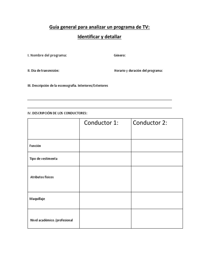 Guía General para Analizar Un Programa de TV | PDF