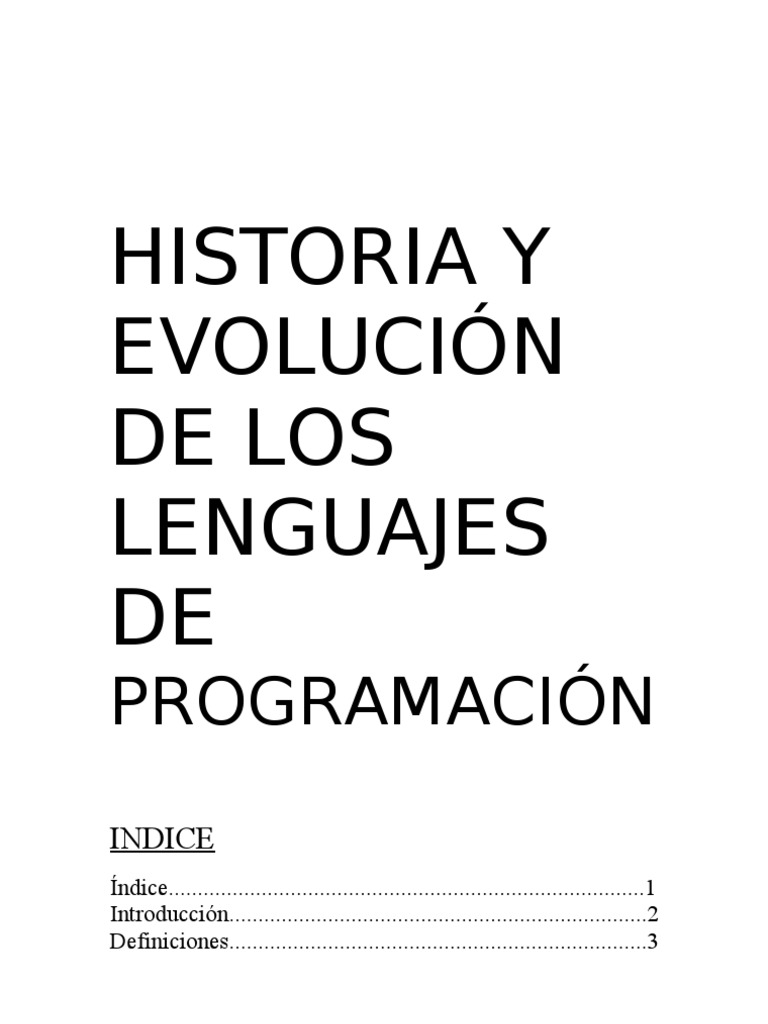 Historia y Evolucion de Los Lenguajes | PDF