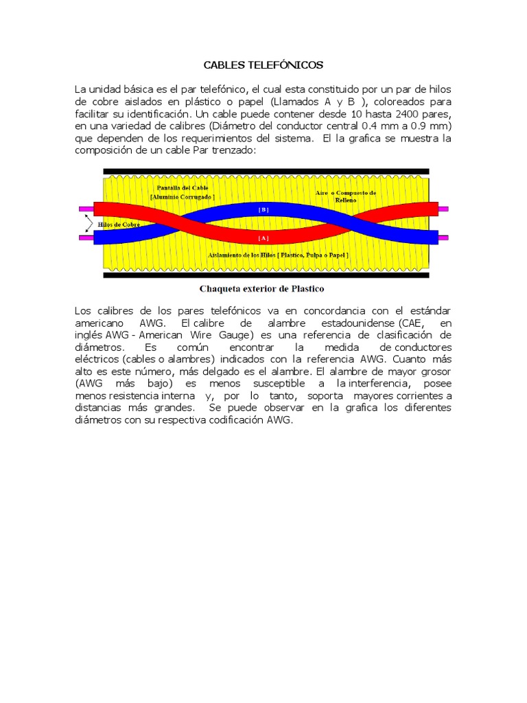 Tipos Y Características De Cables Telefónicos Pdf Marrón Color