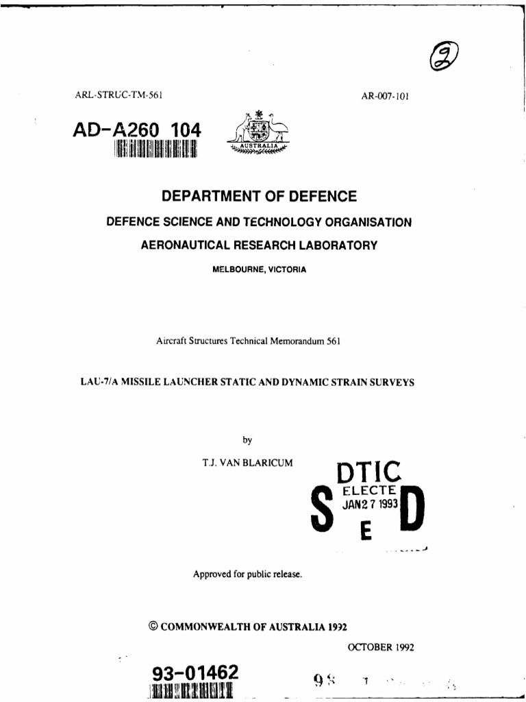 Lau-7a Missile Launcher Static and Dynamic Strain Surveys | PDF ...