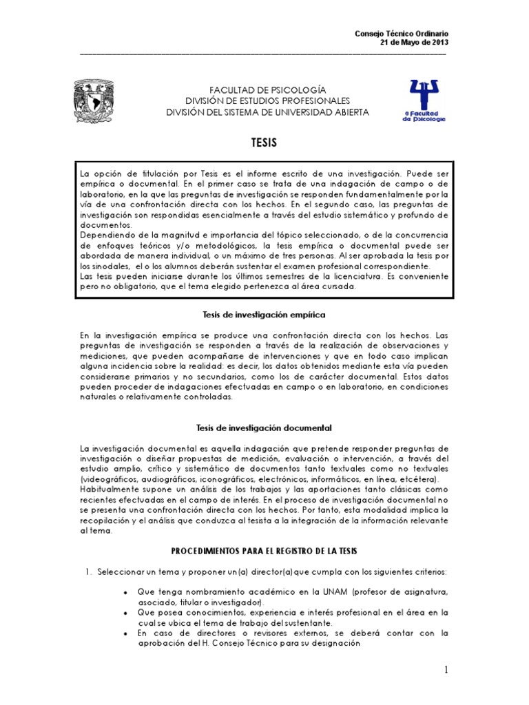 Elaboración de Tesis UNAM | PDF | Prueba (evaluación) | Investigación ...