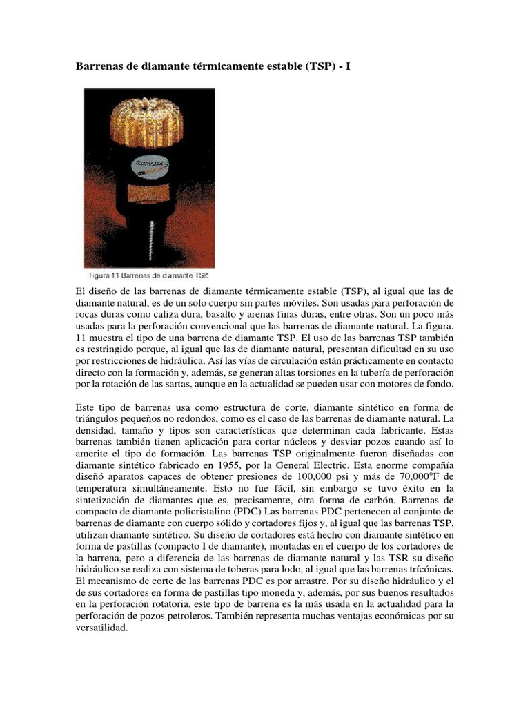 Barrenas de Diamante Térmicamente Estable | PDF | Diamante | Materiales