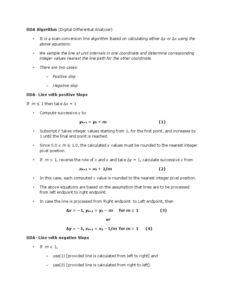 Dda Algorithm Pdf Algorithms And Data Structures Computer Programming 