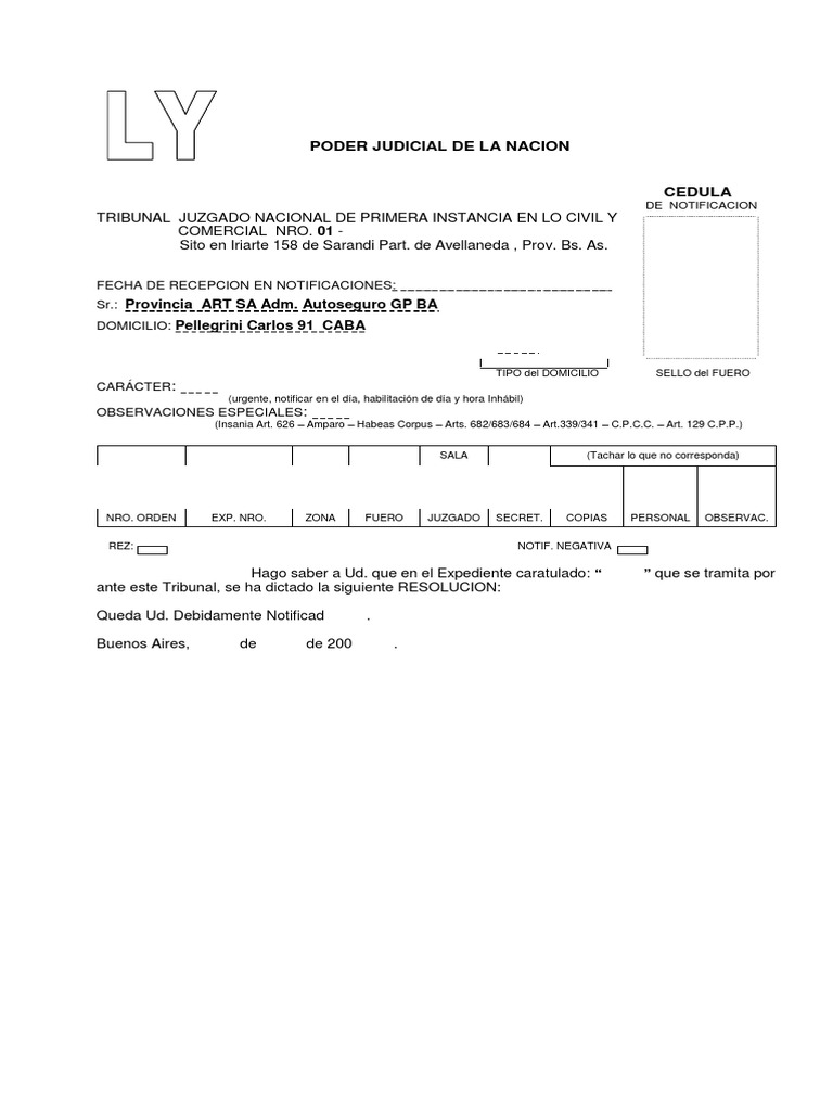 Cedula Ley 22172 | PDF
