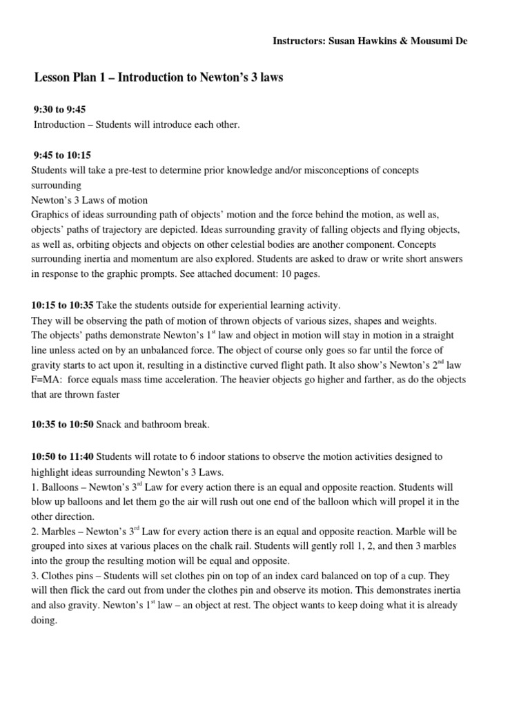 Motion-Forces Lesson Plan | PDF | Inertia | Flight