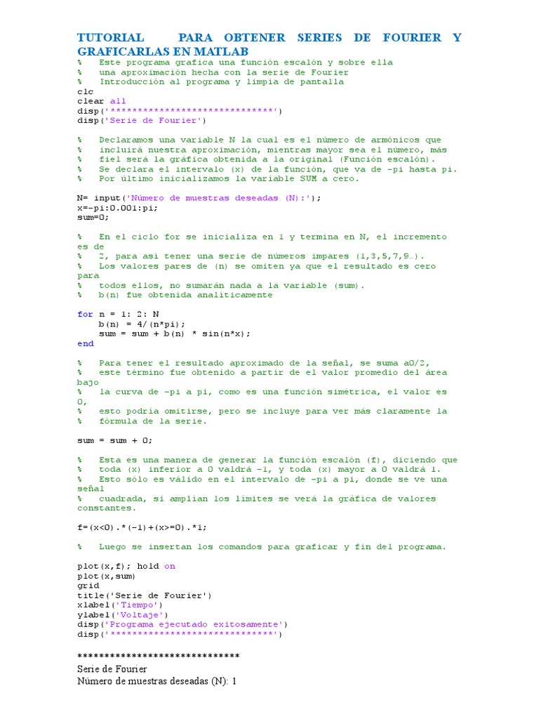 Tutorial Serie de Fourier Con Matlab | PDF | Densidad espectral ...